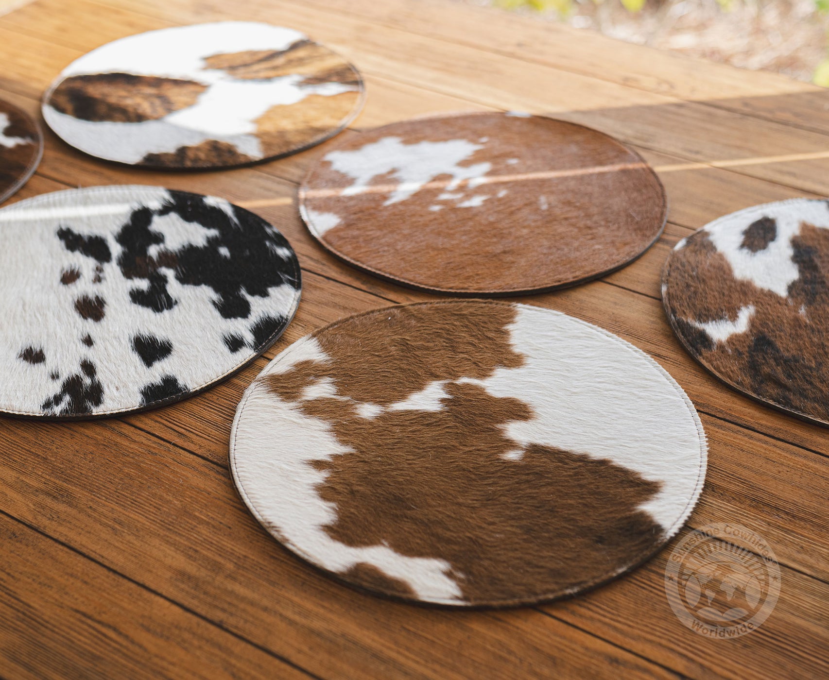 Cowhide Round Placemat 13" - Set of 2, 4 or 6 Units — Luxury Cowhides
