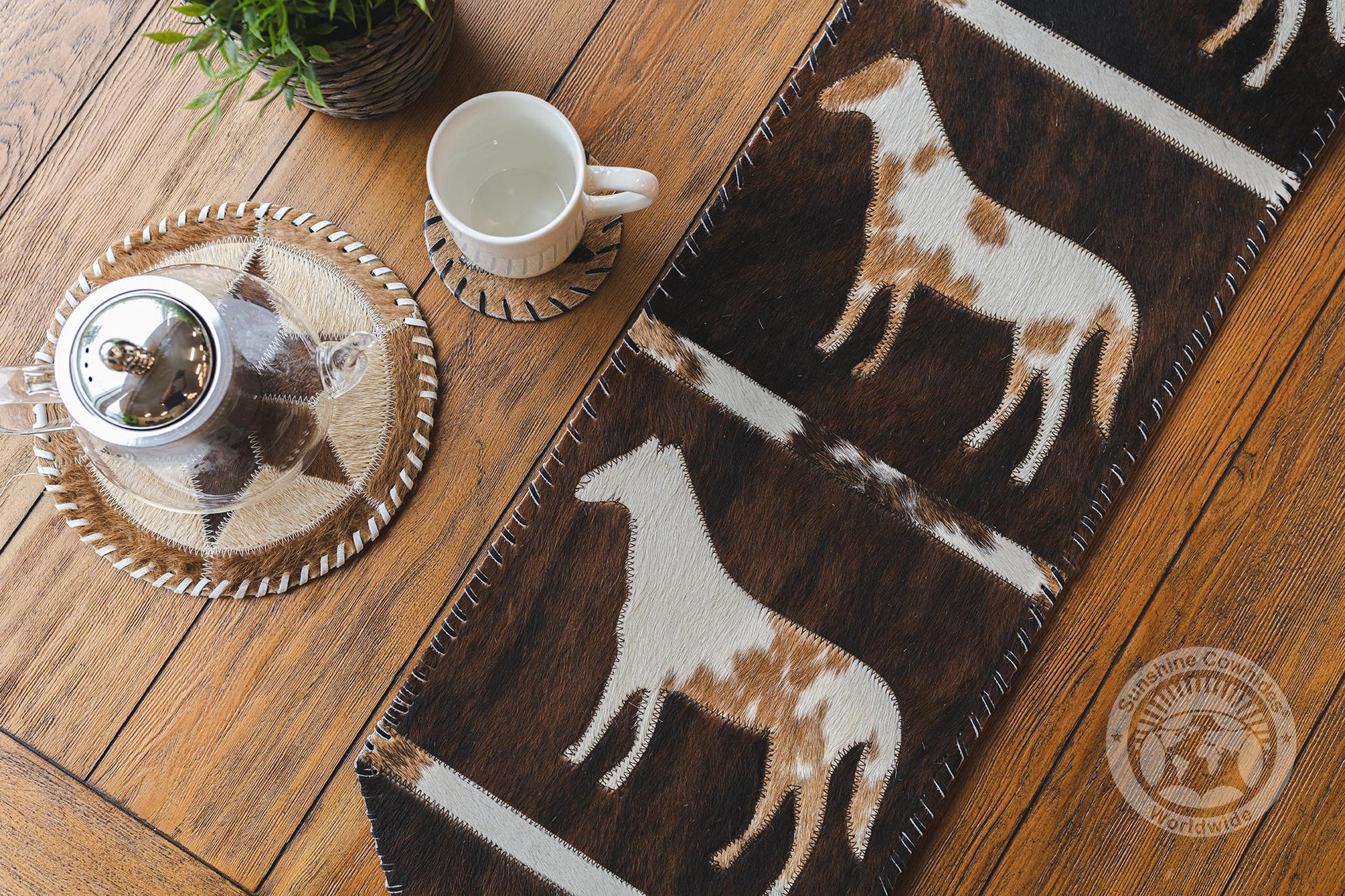 Cowhide Table Runner Horses — Luxury Cowhides