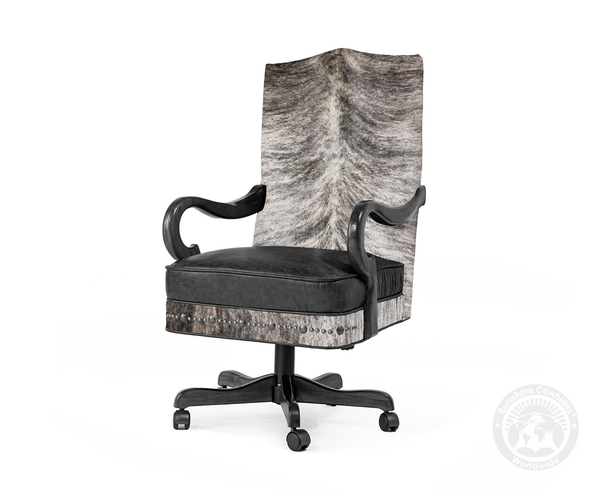 Custom Office Chair with Hair On Cowhide Accents — Luxury Cowhides