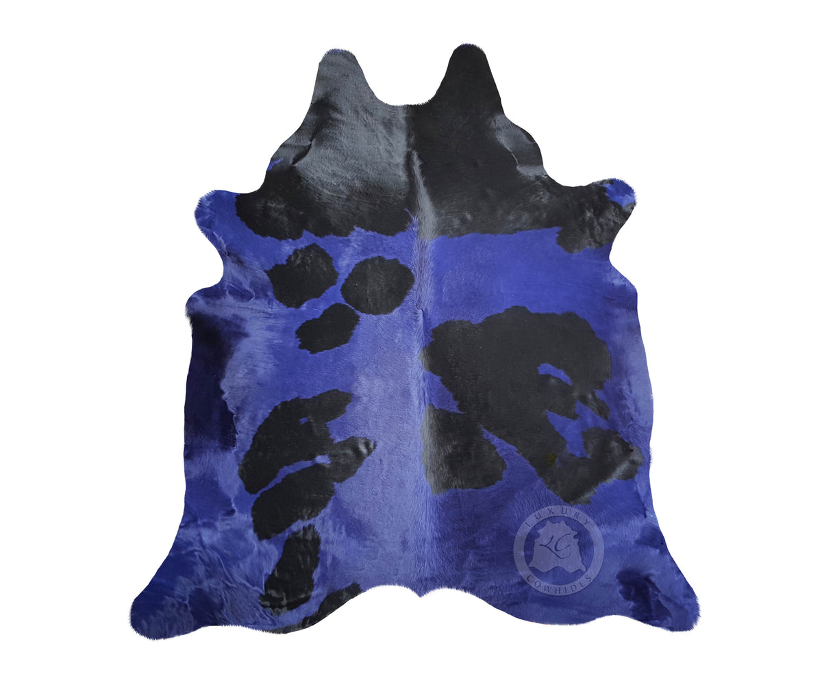 Dyed Navy Blue on Black Cowhide Rug — Luxury Cowhides