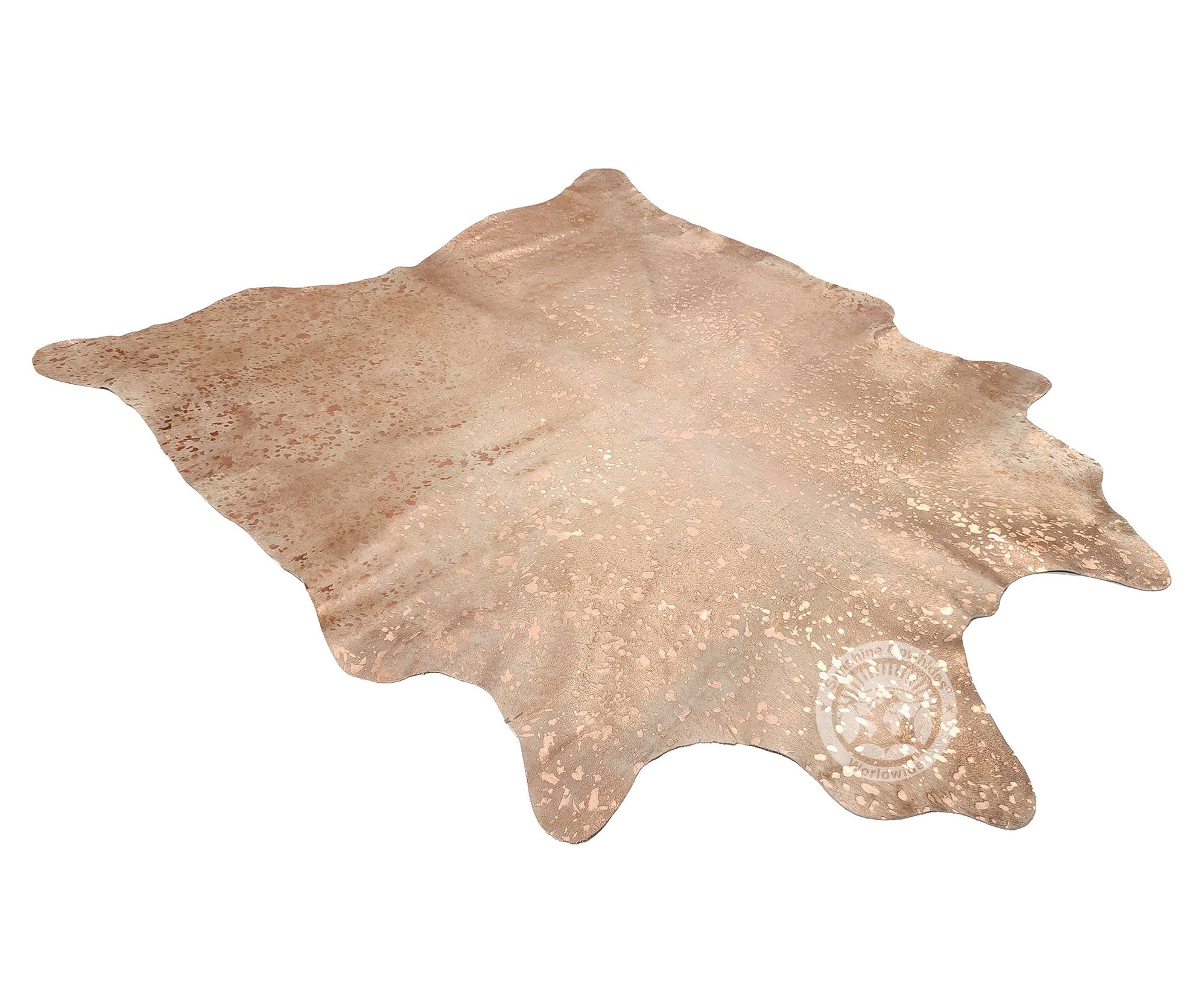 Devore Metallic Rose Gold on Off White Cowhide Rug — Luxury Cowhides
