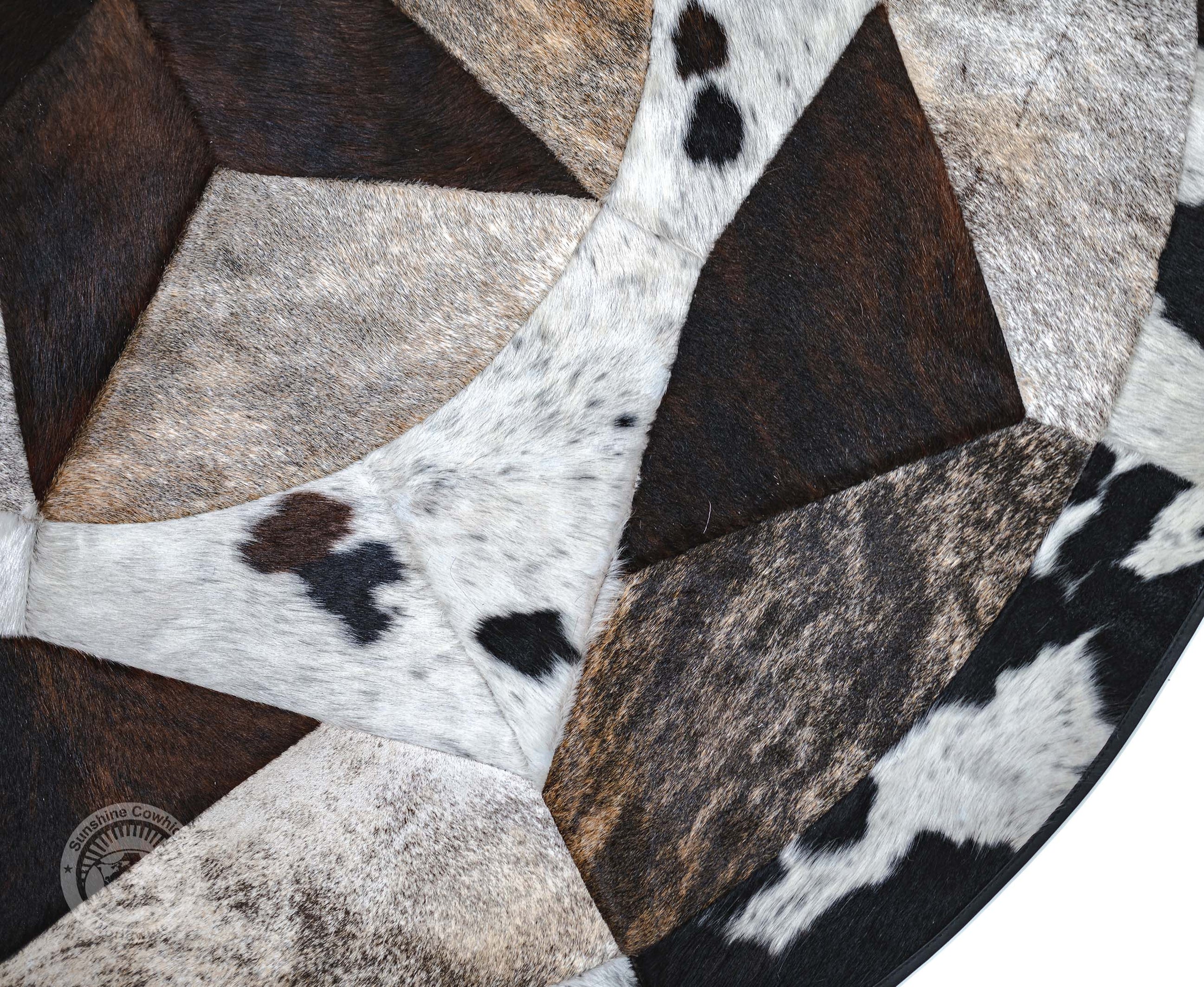 Round Cowhide Rug 60" - Multistar — Luxury Cowhides